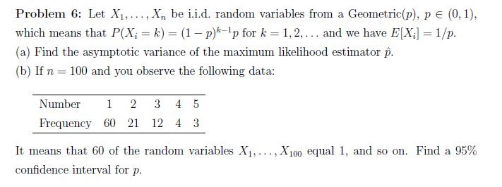 Solved Problem 6: Let Xi,..., Xn be ii.d. random variables | Chegg.com