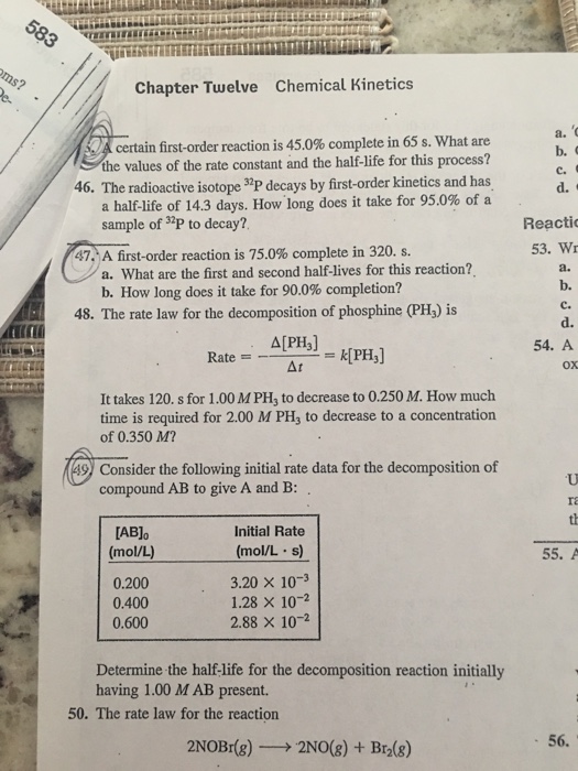 Solved A certain first-order reaction is 45.0% complete in | Chegg.com