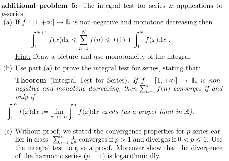 The integral test for series & applications to | Chegg.com