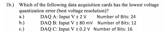 Solved lb.) Which of the following data acquisition cards | Chegg.com