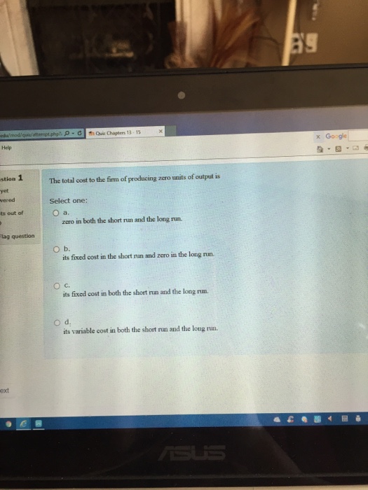 Solved The total cost of the firm of producing zero units of | Chegg.com