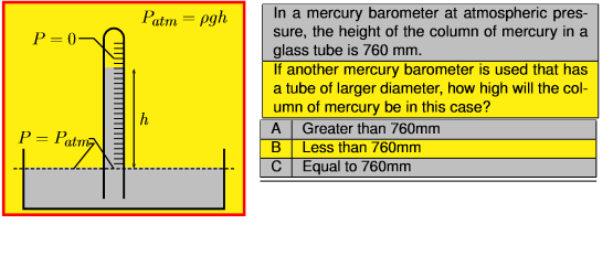Solved In a mercury barometer at atmospheric pressure, the | Chegg.com