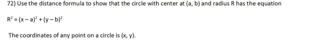 Solved Use the distance formula to show that the circle with | Chegg.com