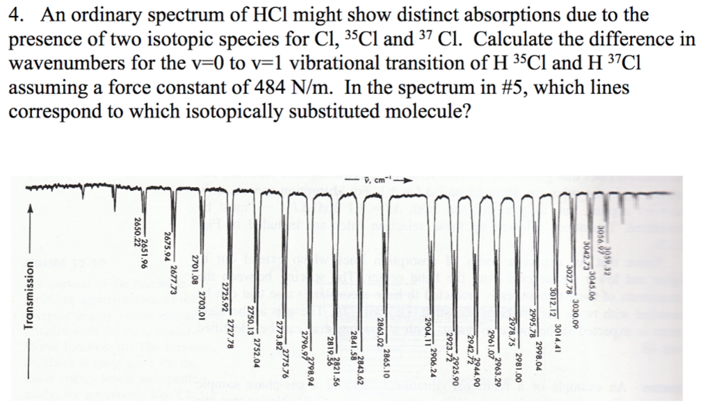 Solved 4. An ordinary spectrum of HCl might show distinct | Chegg.com
