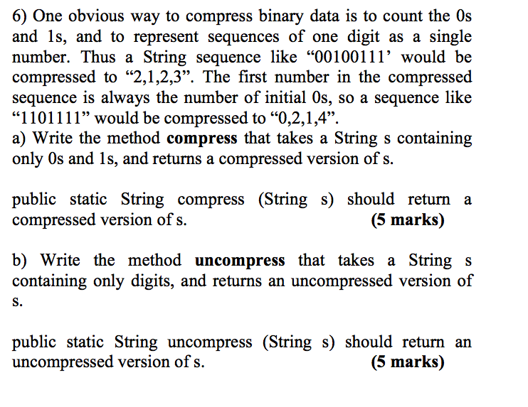 Solved One obvious way to compress binary data is to count | Chegg.com
