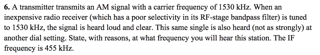 Solved A transmitter transmits an AM signal with a carrier | Chegg.com