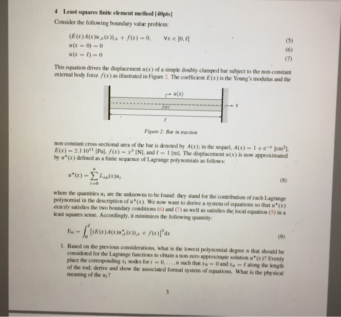 Solved 4 Least squares finite element method I40ptsl | Chegg.com