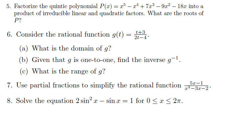 Solved 5. Factorize the quintic polynomial P(x) | Chegg.com