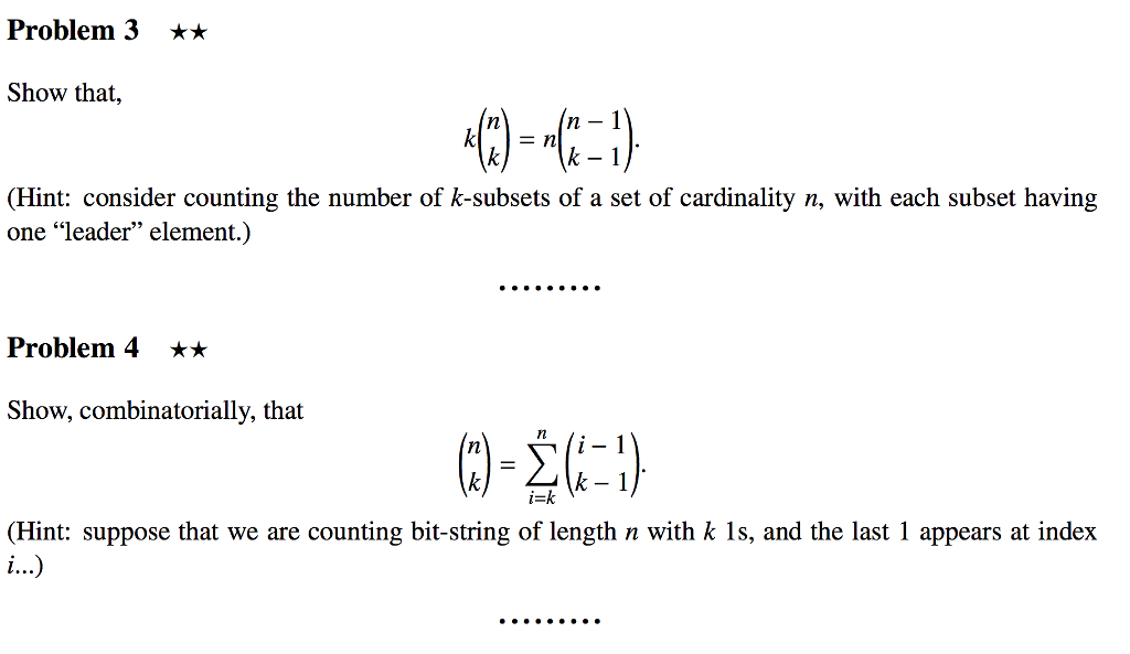 Solved Show that, k(n k) = n(n - 1 k - 1) Show, | Chegg.com