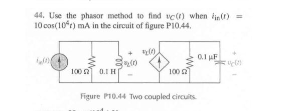 Solved Use the phasor method to find upsilon_C (t) when i_in | Chegg.com