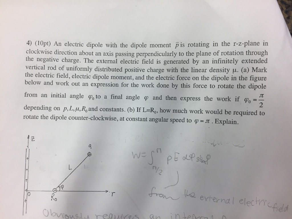 Solved 4) (10pt) An electric dipole with the dipole moment | Chegg.com