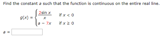 Solved Find the constant a such that the function is | Chegg.com