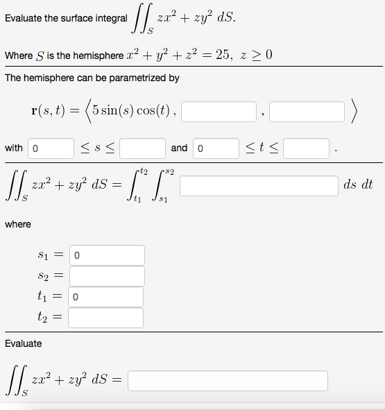 Solved Evaluate the surface integral double integral_s zx^2 | Chegg.com