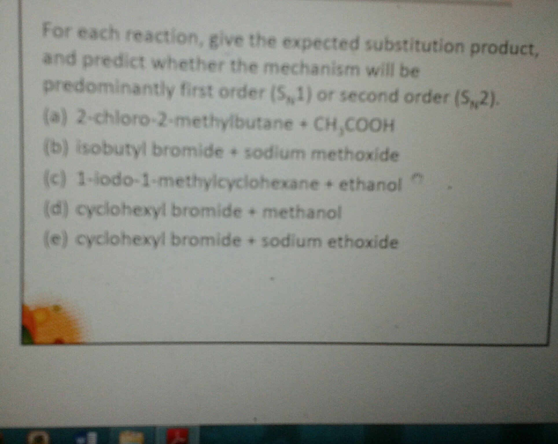 Solved For each reaction, give the expected substitution | Chegg.com
