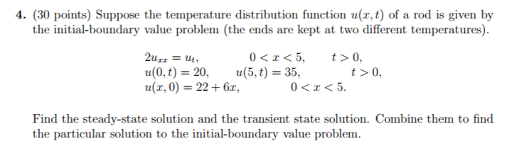 Solved Suppose the temperature distribution function u(x, t) | Chegg.com