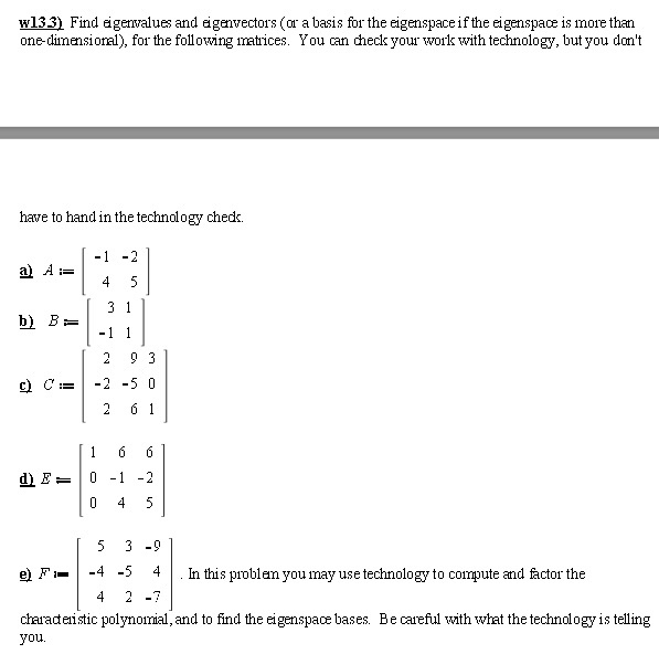 Solved Find eigenvalues and eigenvectors (or a basis for the | Chegg.com