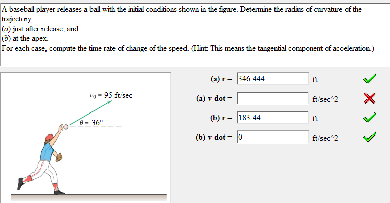 Solved A baseball player releases a ball with the initial | Chegg.com