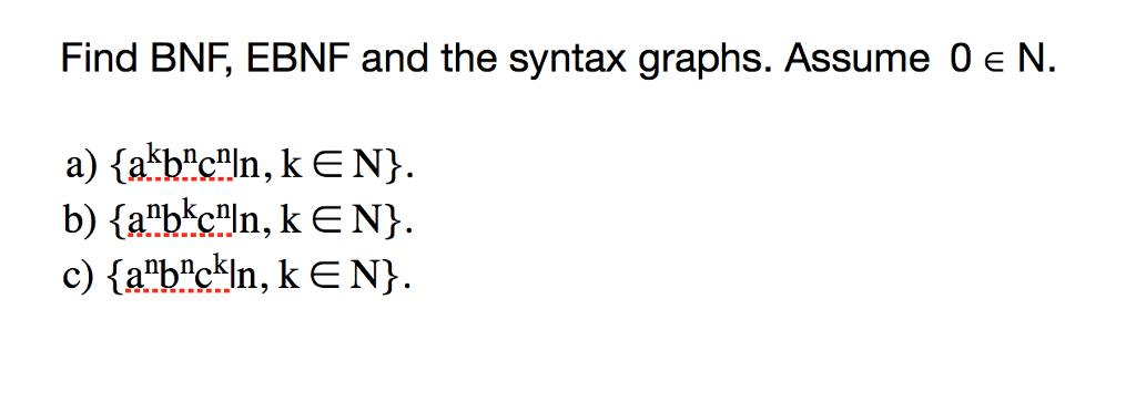 Solved Find BNF, EBNF and the syntax graphs. Assume 0 | Chegg.com