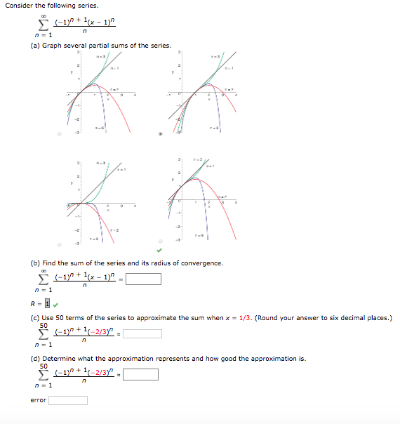 Solved Consider the following series. (-+1x-1 n=1 (a) Graph | Chegg.com