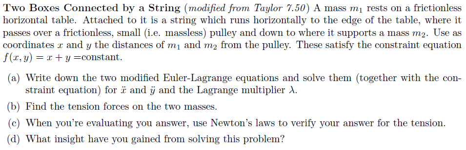 Solved Two Boxes Connected by a String (modified from Taylor | Chegg.com