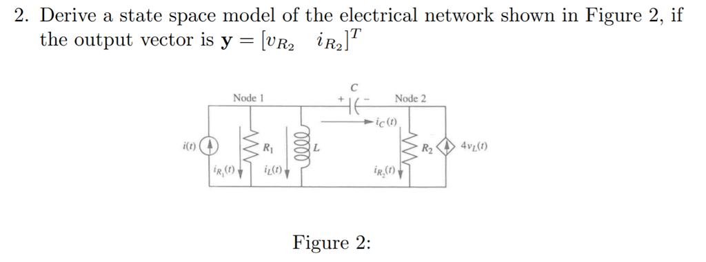 Solved 2. Derive a state space model of the electrical | Chegg.com