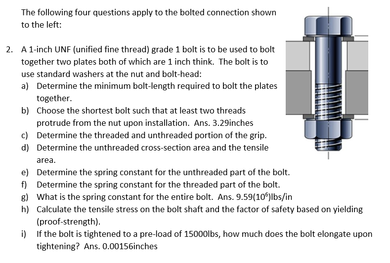 The following four questions apply to the bolted | Chegg.com