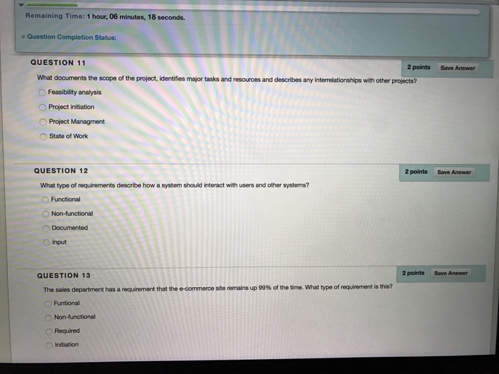 Solved Remaining Time: 1 hour, o6 minutes, 18 seconds. | Chegg.com