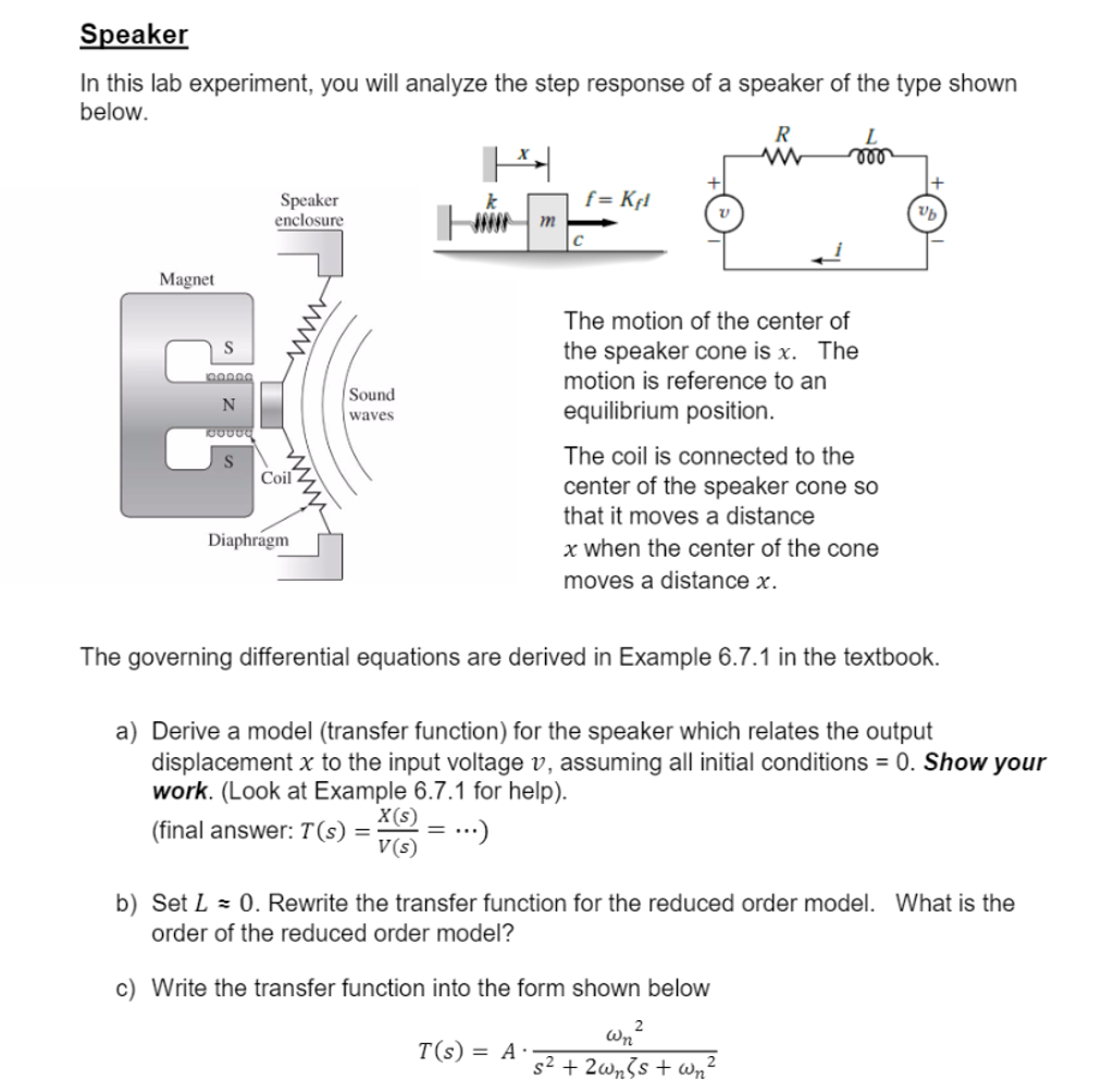 Solved Speaker In this lab experiment, you will analyze the | Chegg.com
