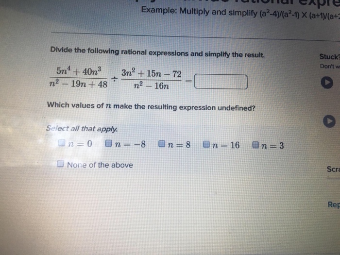 Solved Divide the following rational expressions and | Chegg.com