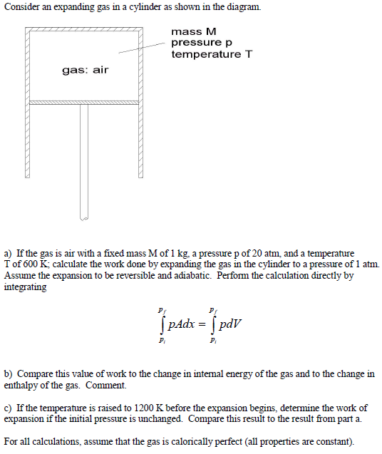 Solved Consider an expanding gas in a cylinder as shown in | Chegg.com