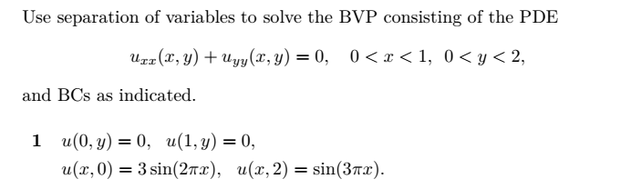 Solved Use separation of variables to solve the BVP | Chegg.com