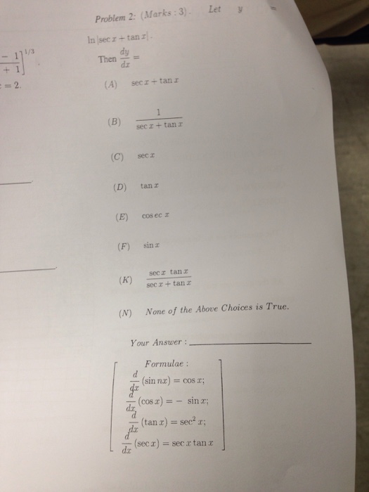 Solved Let y = ln |secx + tanx|. Then dy/dx =secx + tanx | Chegg.com Solved Let y = ln |secx + tanx|. Then dy/dx =secx + tanx | Chegg.com