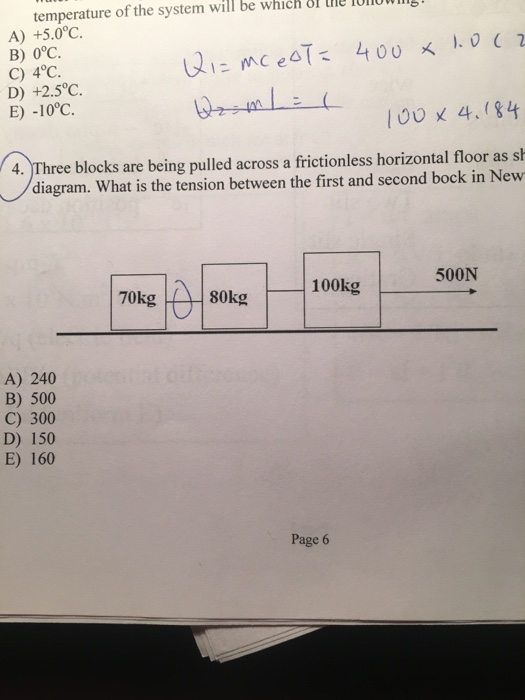 Solved Three blocks are being pulled across a frictionless | Chegg.com