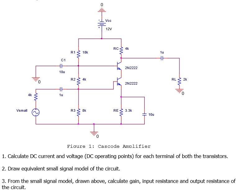 Solved 1. Calculate DC current and voltage (DC operating | Chegg.com