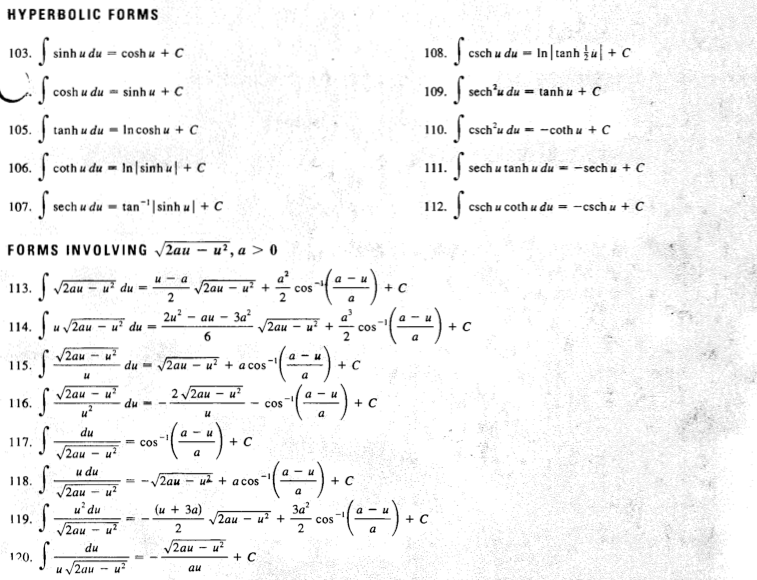 Solved TABLE OF INTEGRALS BASIC FORMS 6. sin u du -cos, u C | Chegg.com Solved TABLE OF INTEGRALS BASIC FORMS 6. sin u du -cos, u C | Chegg.com
