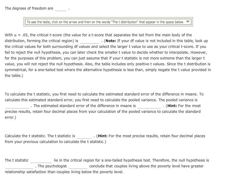 Solved 6. The t test for two independent samples one-tailed | Chegg.com