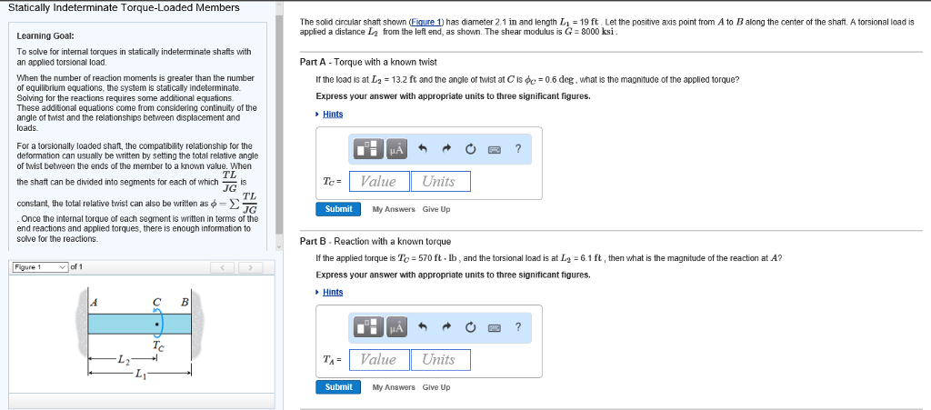 Solved Statically Indeterminate Torque-Loaded Members The | Chegg.com
