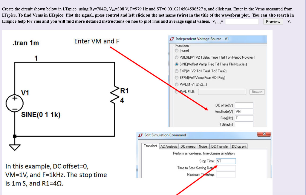 Solved Create the circuit shown below in LTspice using | Chegg.com