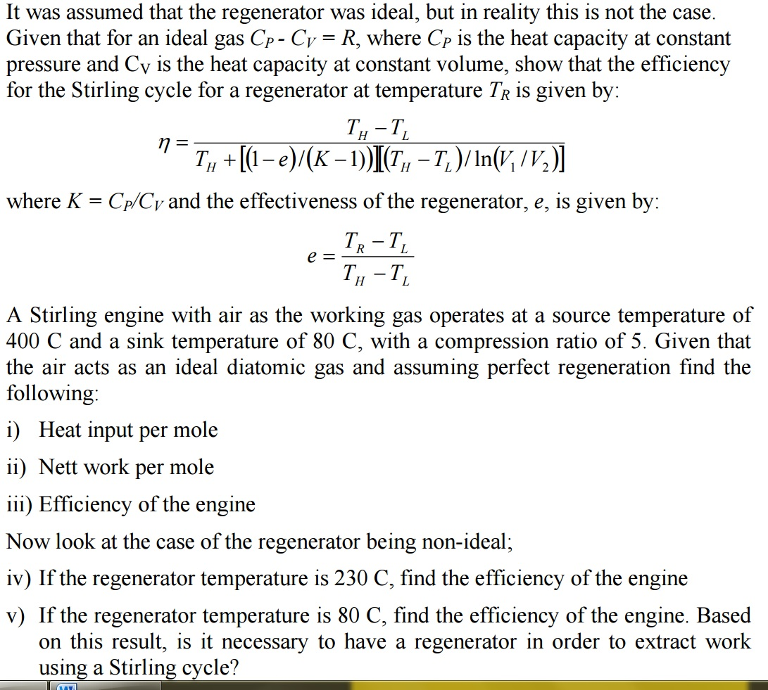 Solved It was assumed that the regenerator was ideal, but in | Chegg.com