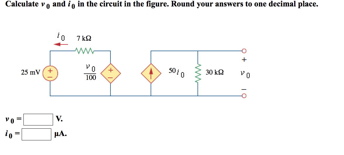Solved Calculate v0 and i0 in the circuit in the figure. | Chegg.com