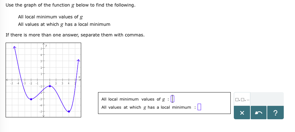 Solved Use the graph of the function g below to find the | Chegg.com