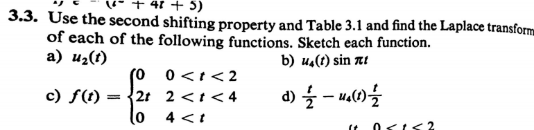 Solved AJ - 4 " T + 5) 3.3. Use the second shifting property | Chegg.com