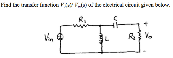 Solved Find the transfer function V0(s)/ Vin(s) of the | Chegg.com