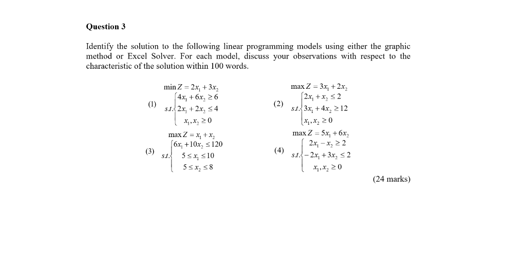 Solved Question 3 Identify the solution to the following | Chegg.com