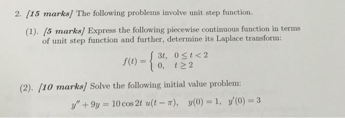 Solved The following problems involve unit step function. | Chegg.com