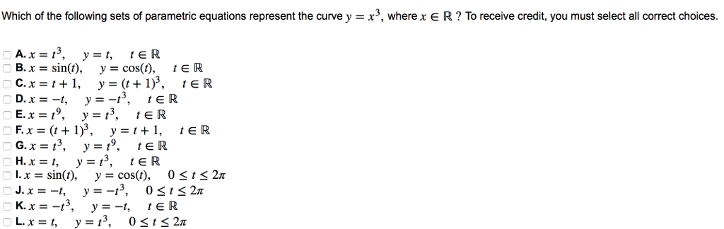 Solved Which of the following sets of parametric equations | Chegg.com