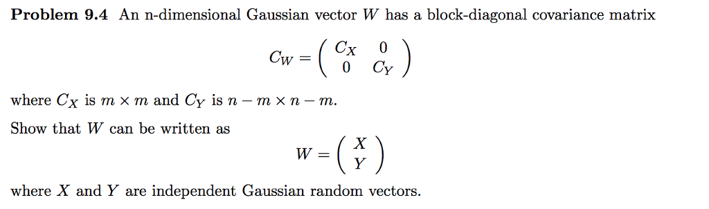 Solved Problem 9.4 An n-dimensional Gaussian vector W has a | Chegg.com