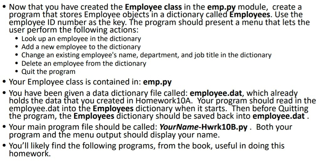 Solved Now That You Have Created The Employee Class In The 