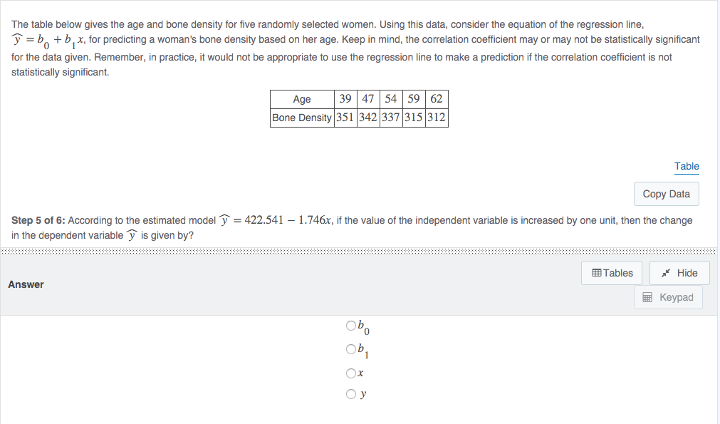 Solved The table below gives the age and bone density for | Chegg.com