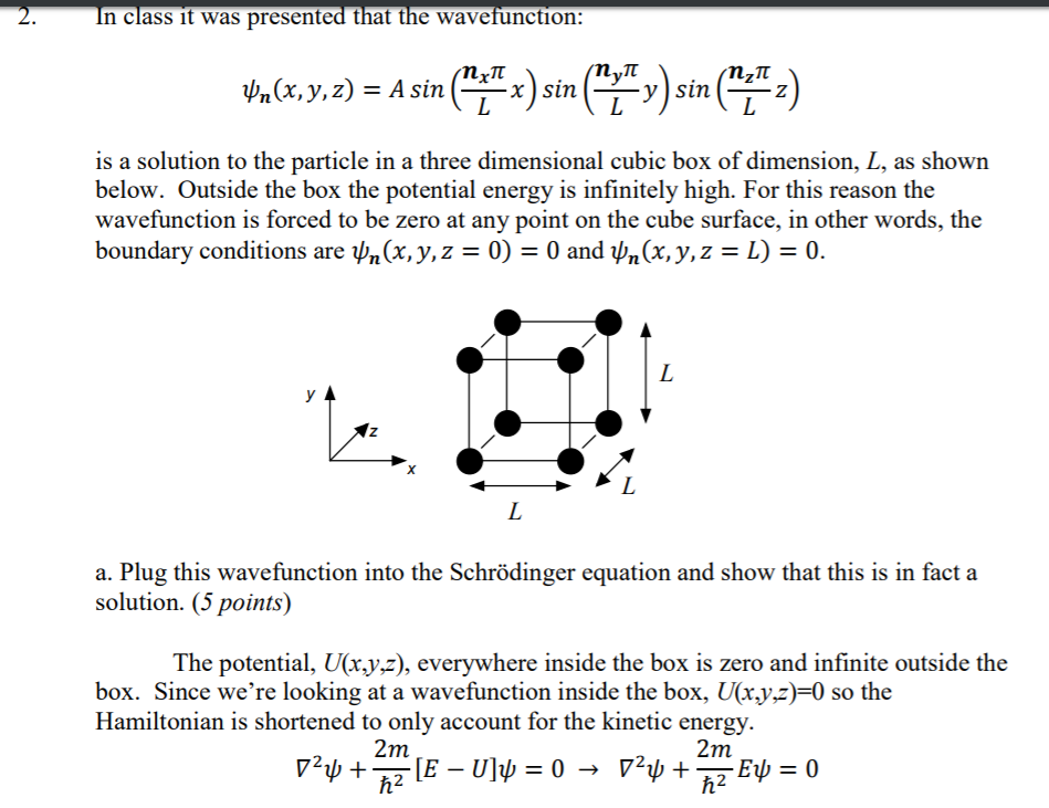Solved n class it was presented that the wavefunction: (x, | Chegg.com